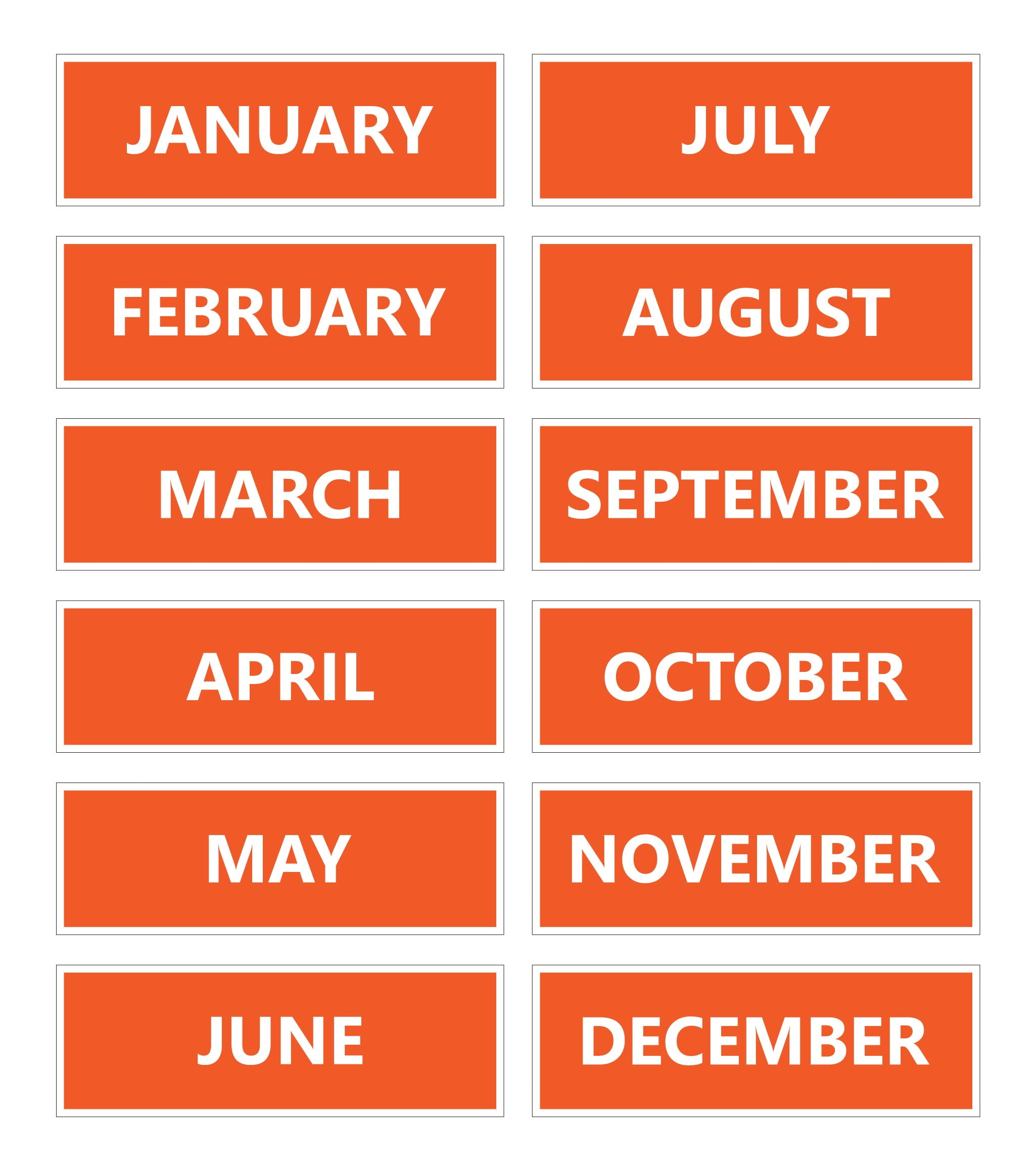 Calendar Month Magnets (Non-Abbreviated) by DCM Solutions (Burnt Orange ...