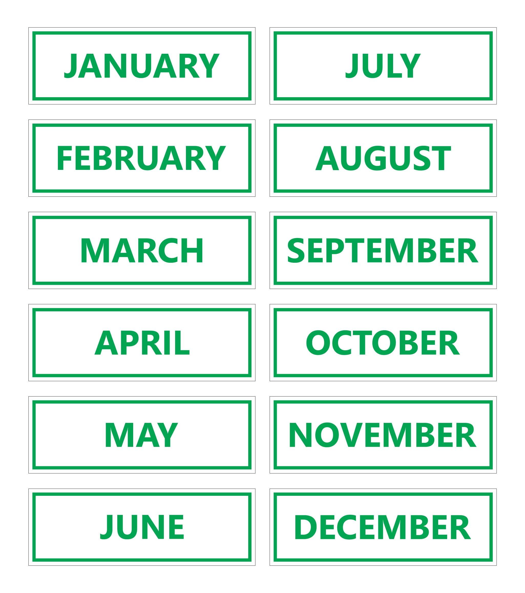 Calendar Month Magnets (Non-Abbreviated) by DCM Solutions (Green ...