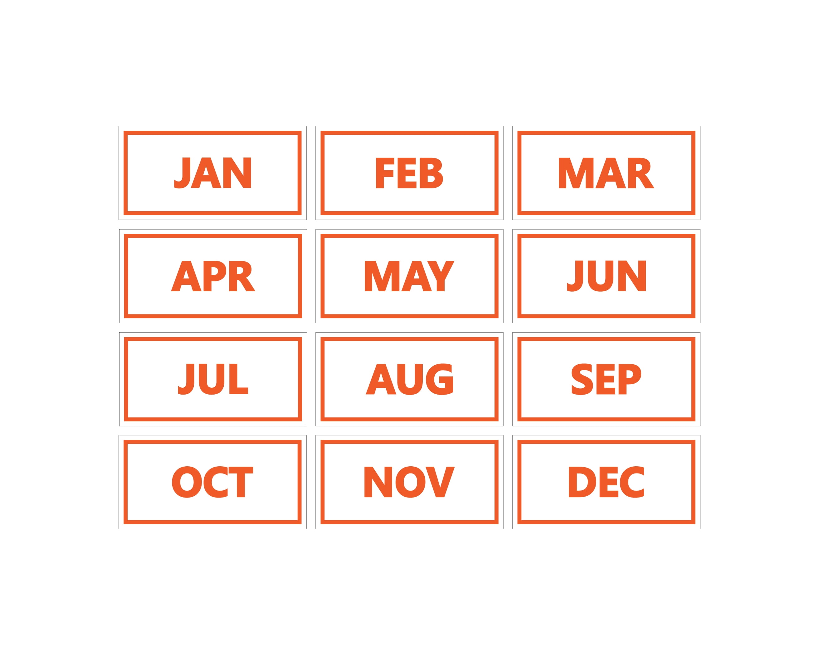 Calendar Month Magnets by DCM Solutions (Burnt Orange Inverted ...