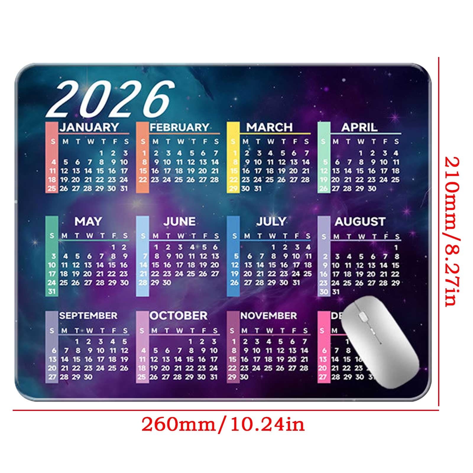 Calendar Mouse Pad,Stitched Edge,2026 Computer Mouse Pads Calendars Non ...
