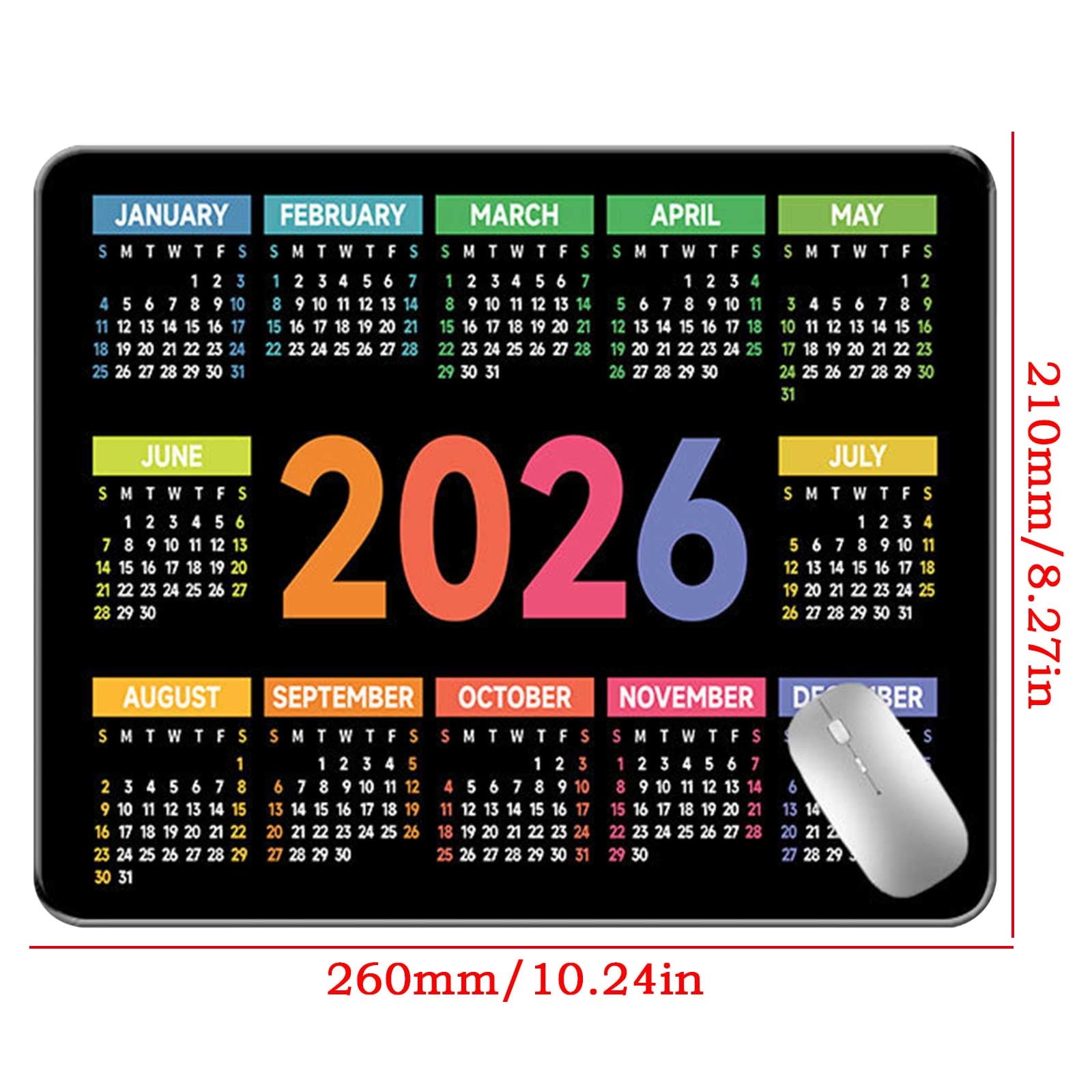 Calendar Mouse Pad,Stitched Edge,2026 Computer Mouse Pads Calendars Non ...