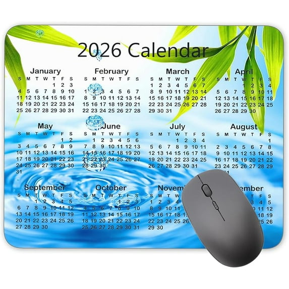Calendar Mouse pad, 2026 Ocean Wave Background Calendar Natural Rubber ...