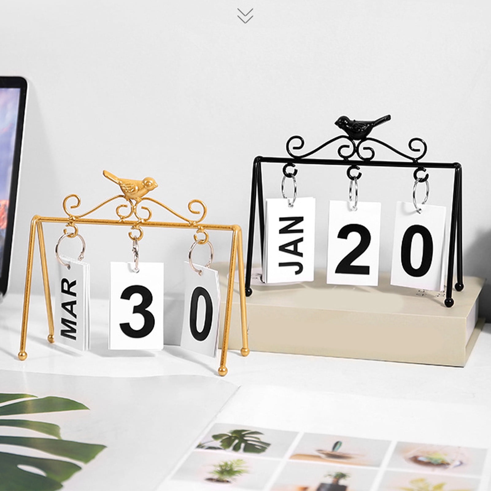 Calendar Ornament Desk Decor - Reusable Metal Tabletop Calendar, Iron ...