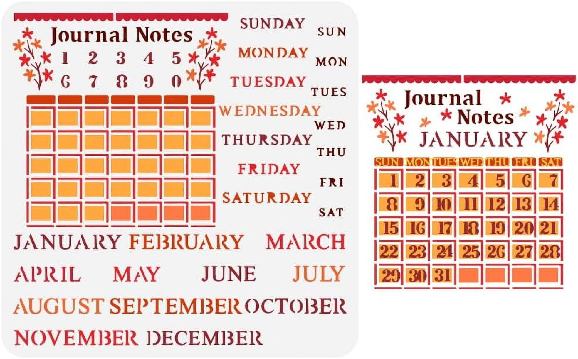 Calendar Stencil Template 11.8x11.8 inch Journal Notes Painting Plastic ...