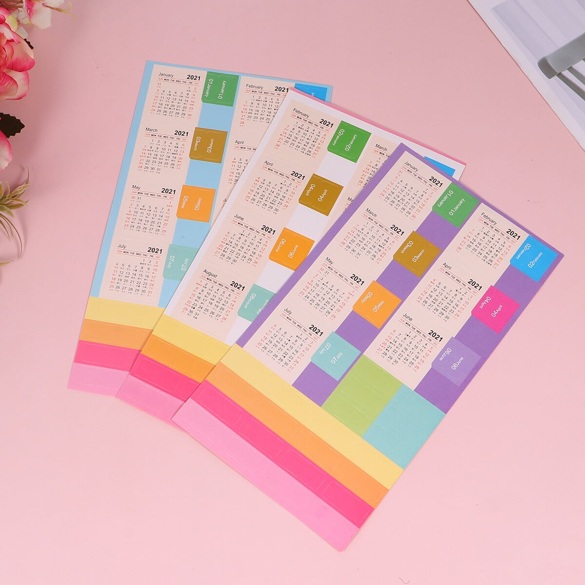Calendar Sticker, 1 Set of 12 Sheets 2020-2021 Calendar Sticker ...