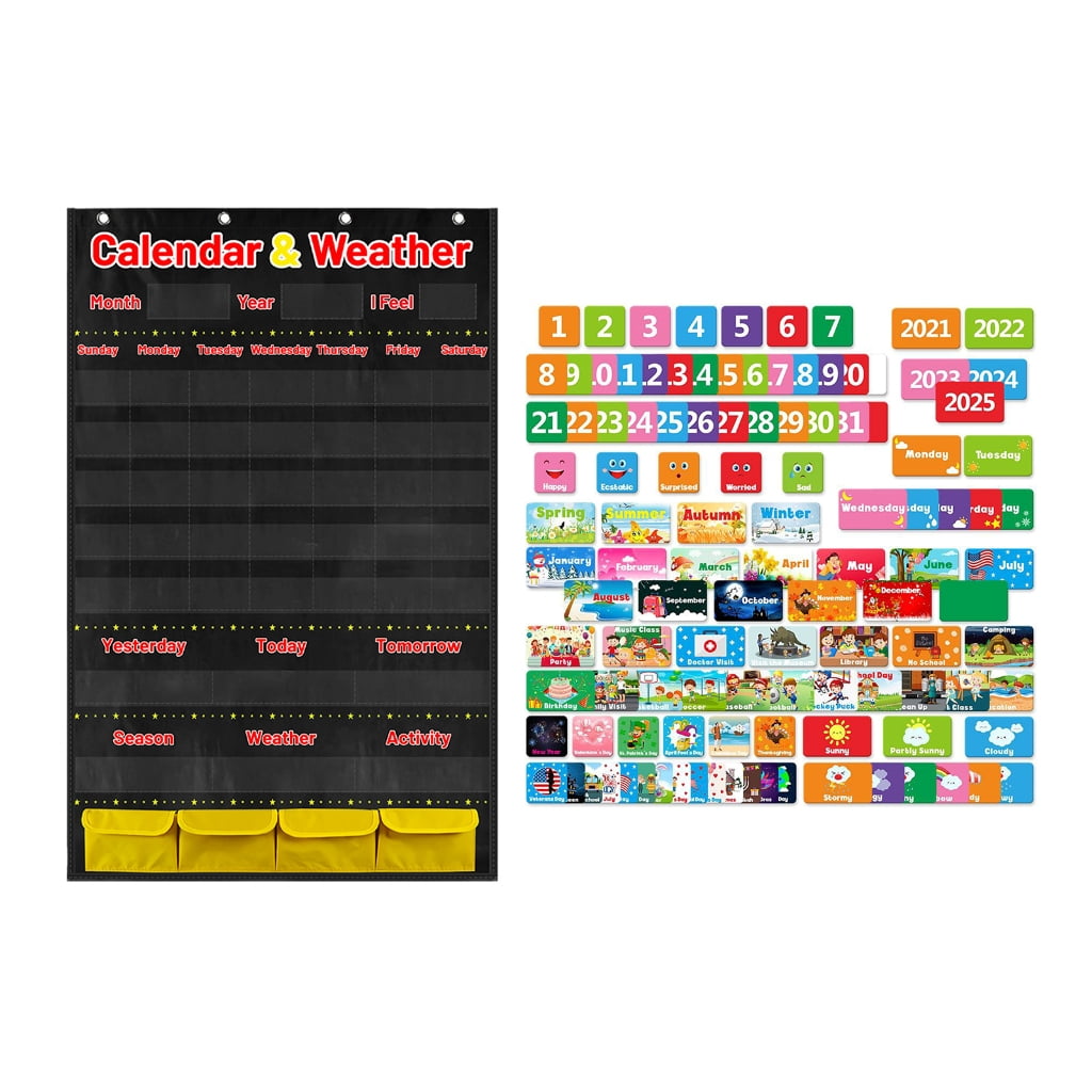 Calendar Weather Pocket Chart Classroom Monthly Calendar Chart with 114 ...
