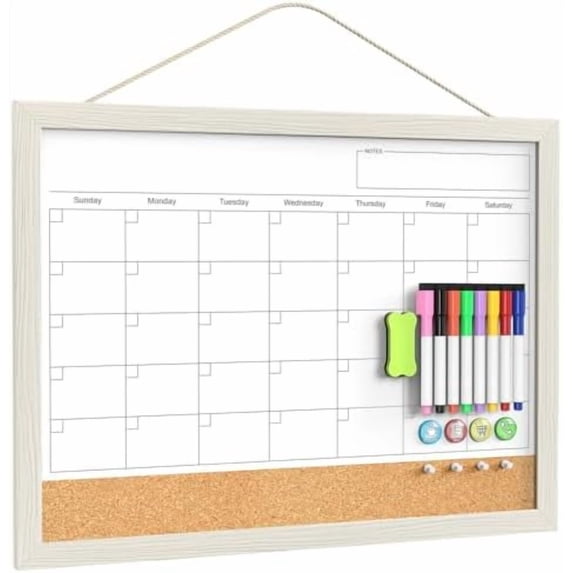 Calendar Whiteboard for Wall, 18x24 Inches Whiteboard Calendar Cork ...