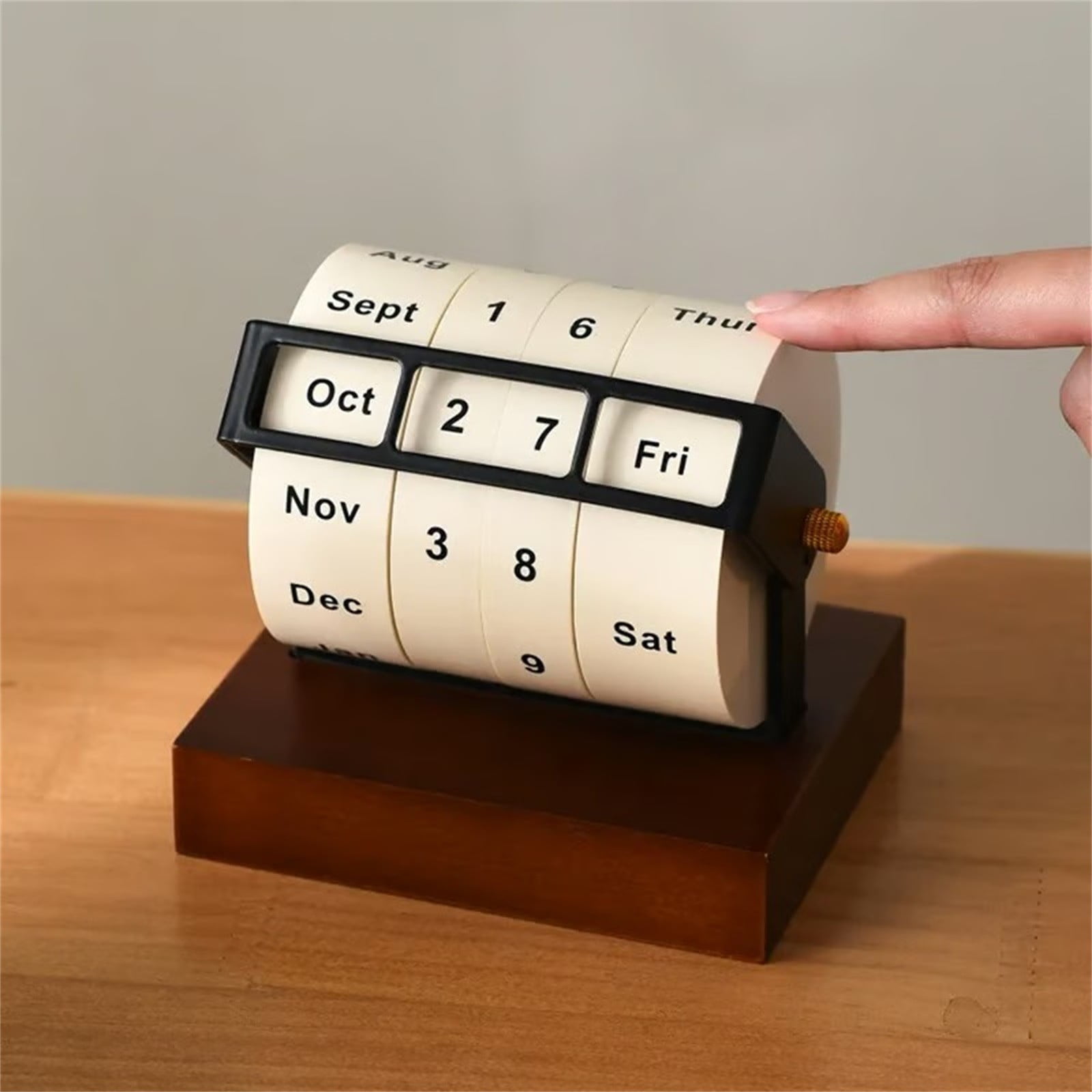 Calendar Year X1 Rotating Perpetual Calendar Desk Calendar Wooden Wheel ...