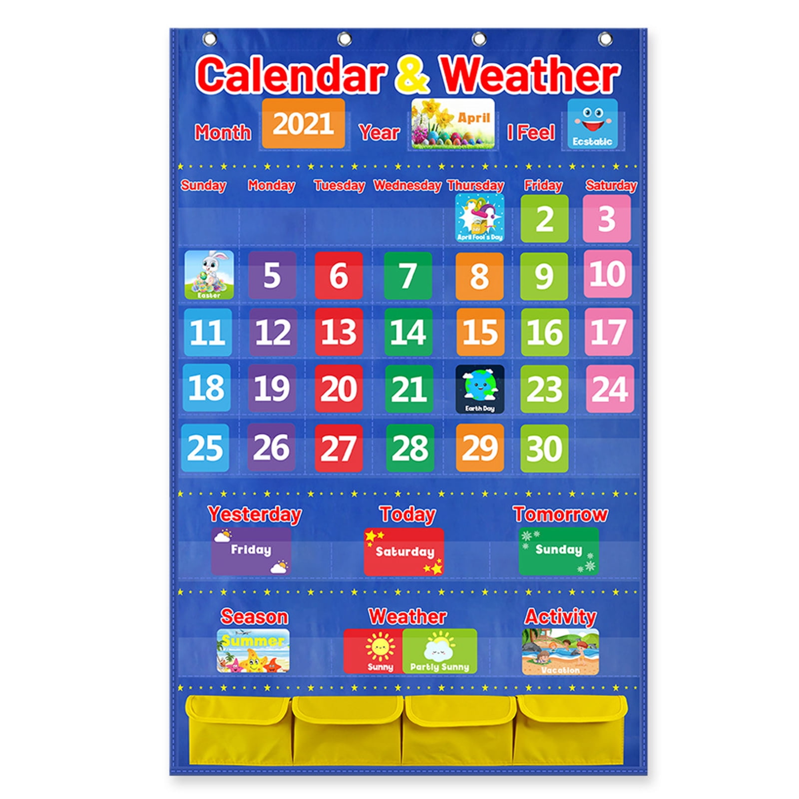 Calendar and Weather Pocket Chart with 114 Cards Classroom Monthly ...
