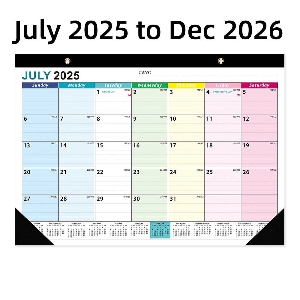 Calendar for Desk and Wall July 2025- Dec 2026, Monthly Organizer for ...