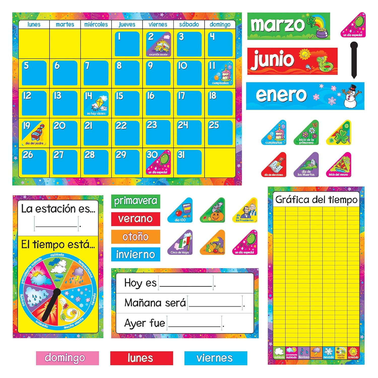 Calendario Anual Spanish Bulletin Board Set, Classroom - Walmart.com
