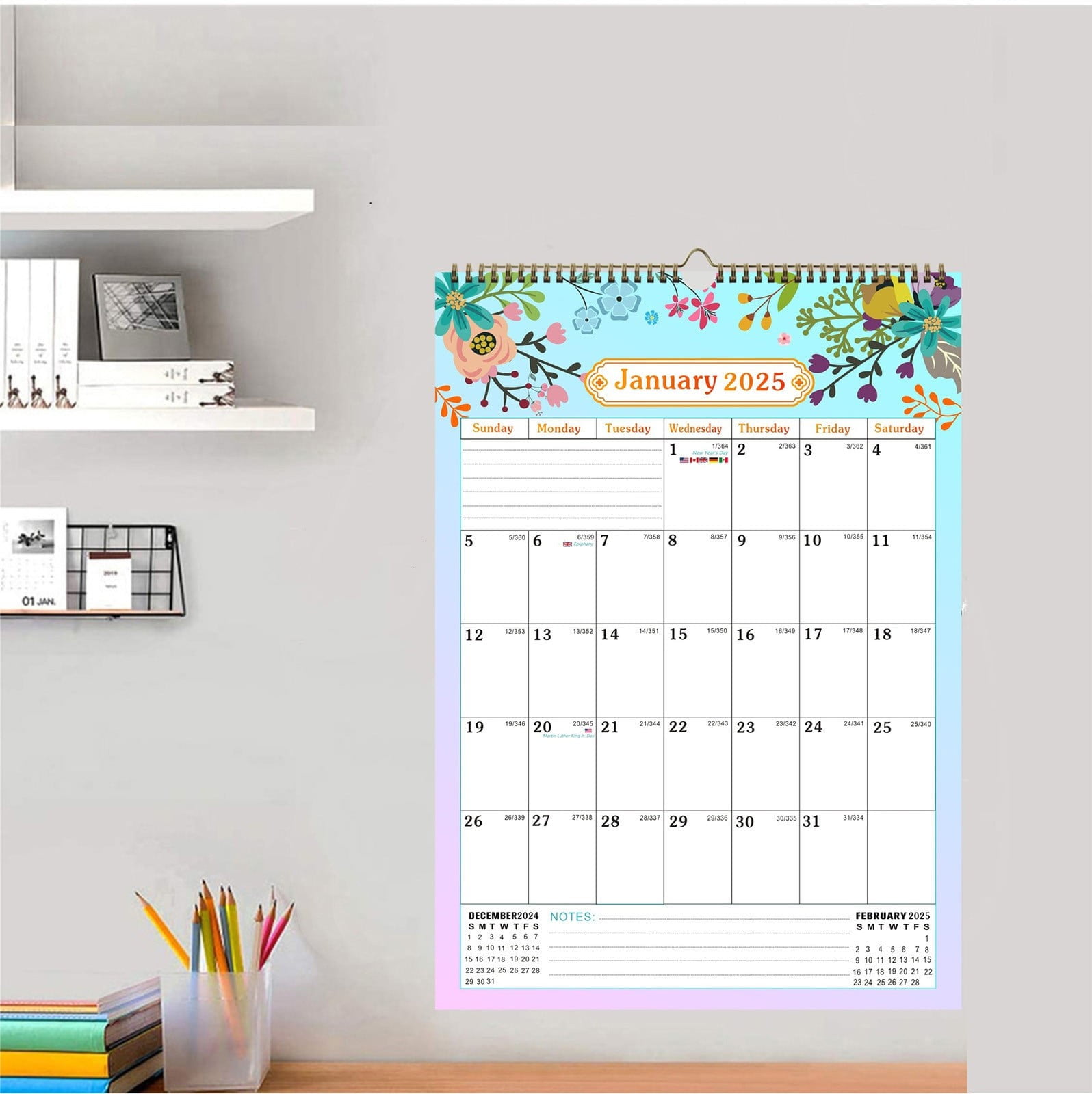 Calender! 2025 Wall Calendar 18 Month Calendar For January 2025 2026 ...