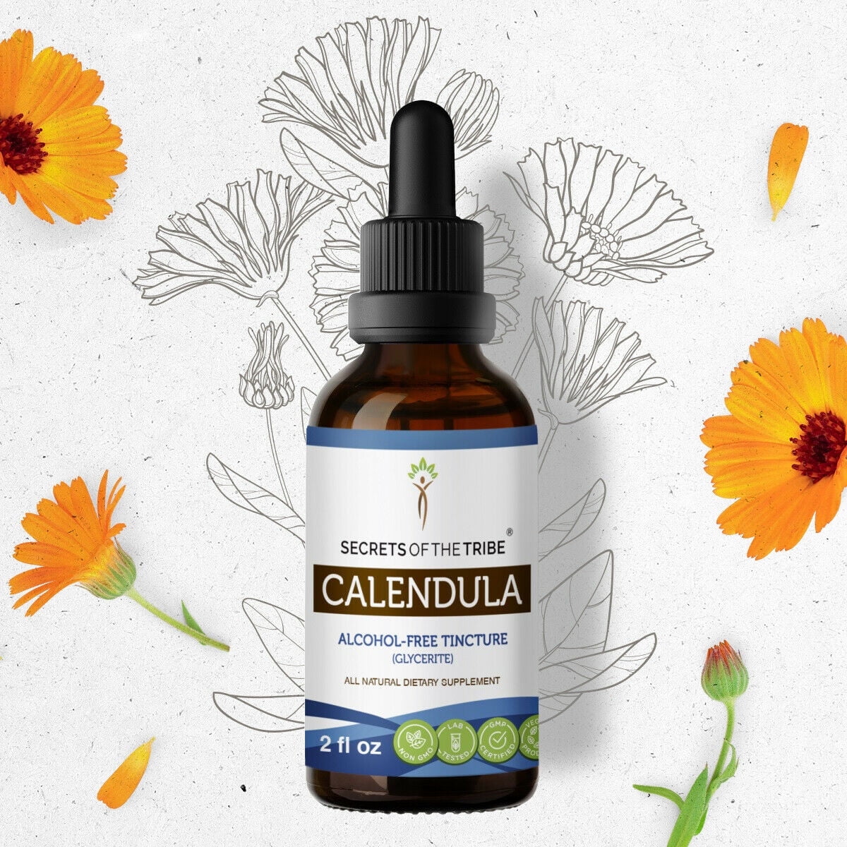 Secrets Of The Tribe Calendula Tincture Dietary Supplement, Natural ...