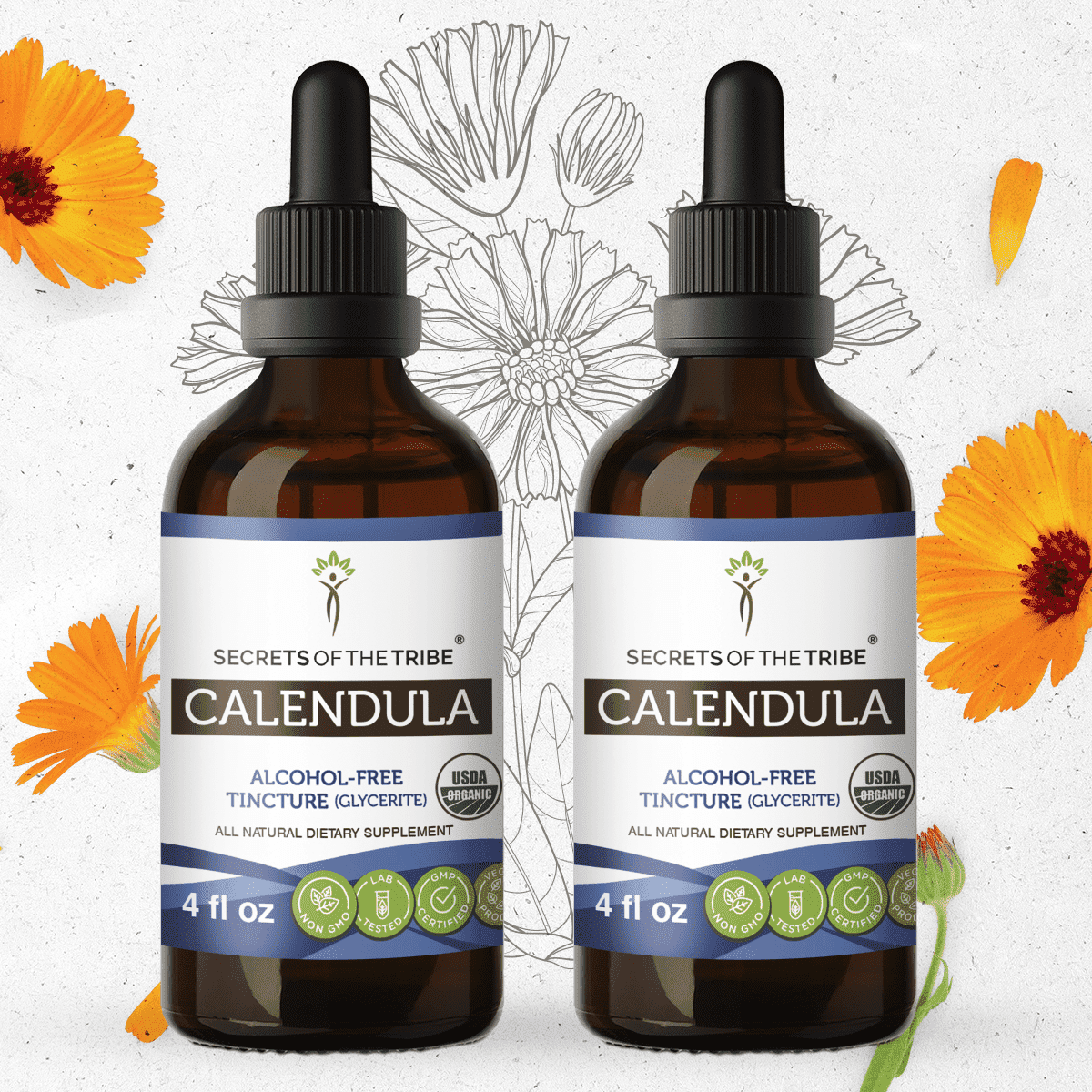 Secrets Of The Tribe Calendula Organic Tincture Dietary Supplement ...