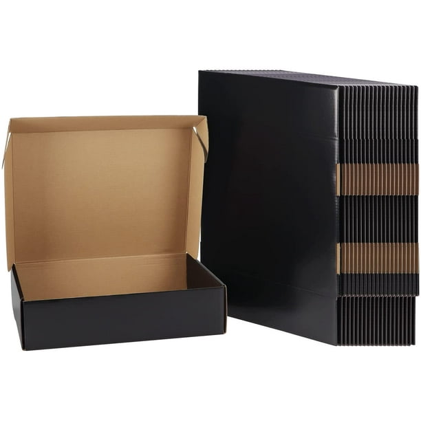 Calenzana 25 Pack 9x6x2 Black Shipping Boxes, Mailer Cardboard Box for ...