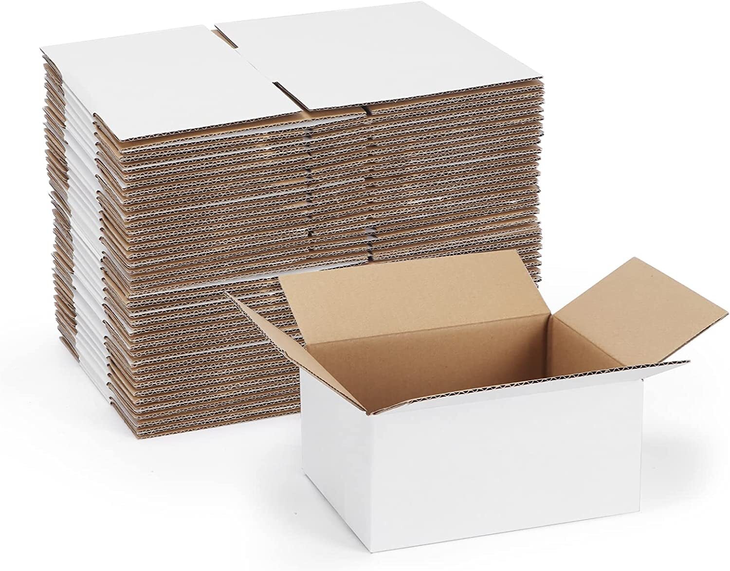Calenzana 40 Pack White 8x6x4 Shipping Boxes, Kraft Corrugated ...