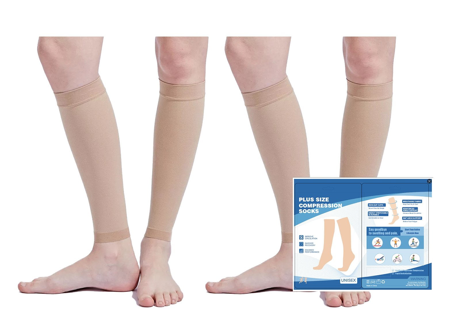 Calf Compression Sleeve for Men & Women – AMITOFO Footless Leg ...