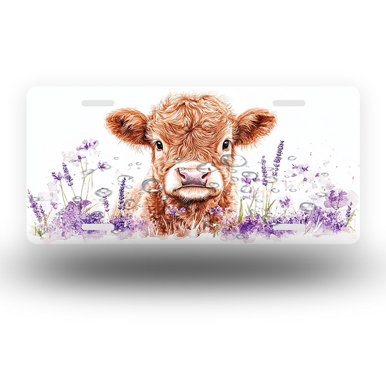 Calf with Lavender Flowers Front License Plate,Metal License Plate ...