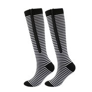Linyer Pack of 2 Striped Plus Size Thigh High Socks Breathability ...
