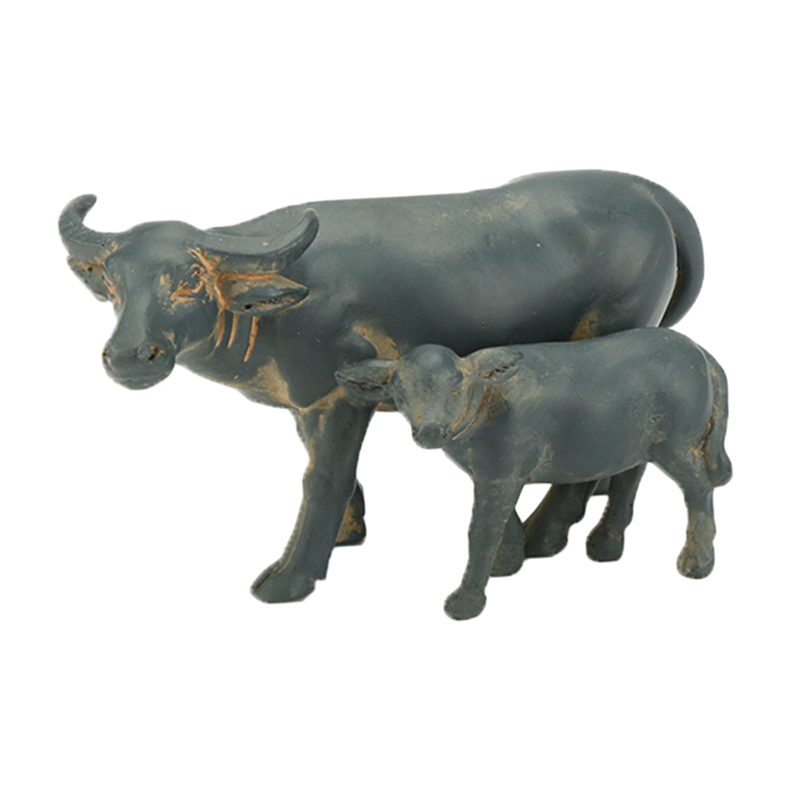 Calf Rockery Ornament, Buffalo Statue Realistic Resin Craft, Cow ...
