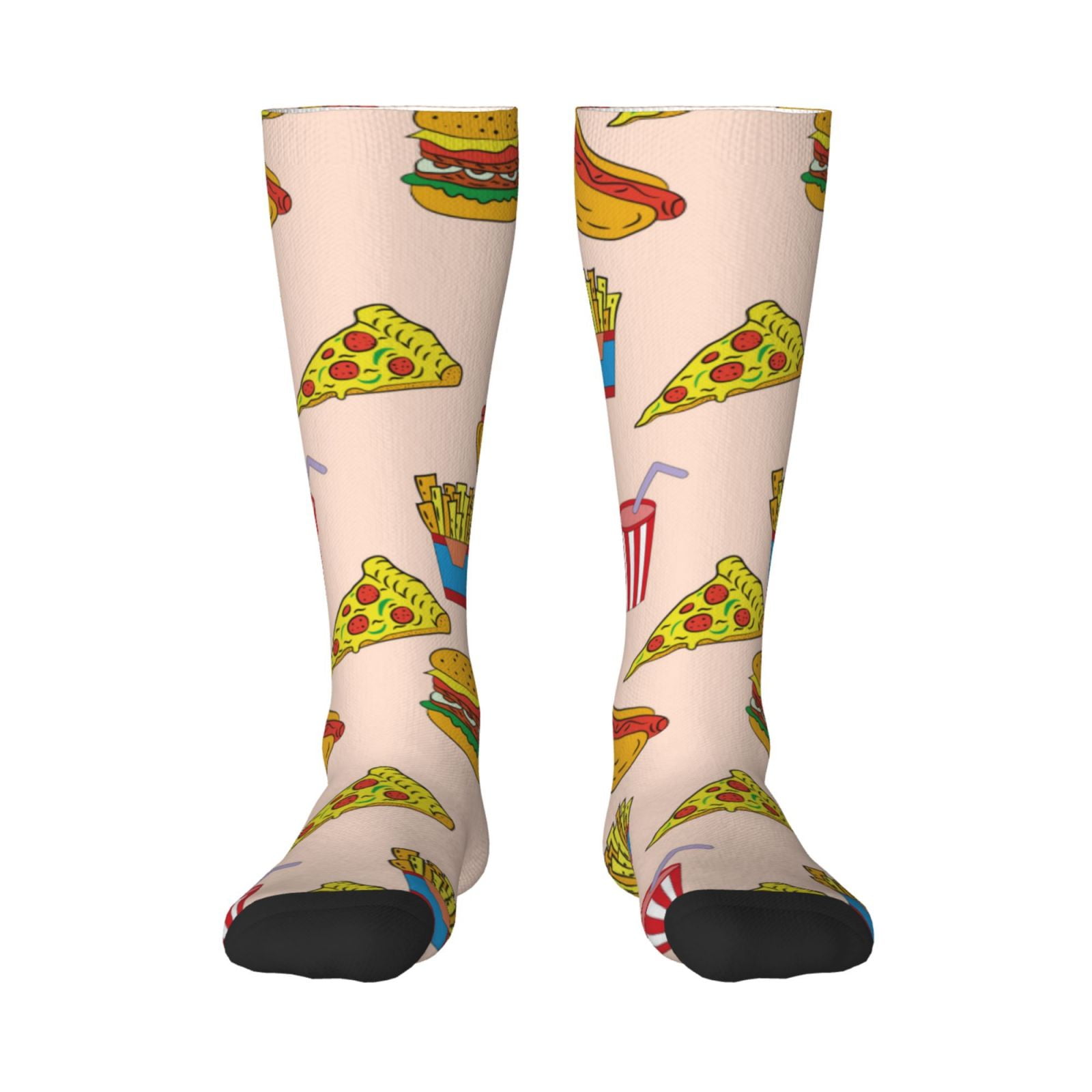 Calf Socks for Men Women, Hamburger Pizza Coke Knee High Socks, Running ...