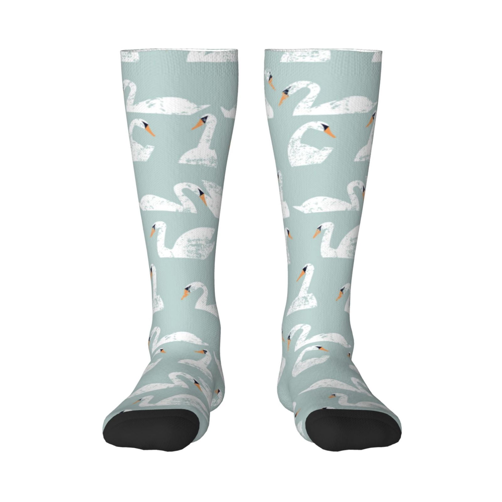 Calf Socks for Men Women, White Swan Knee High Socks, Running Athletic ...