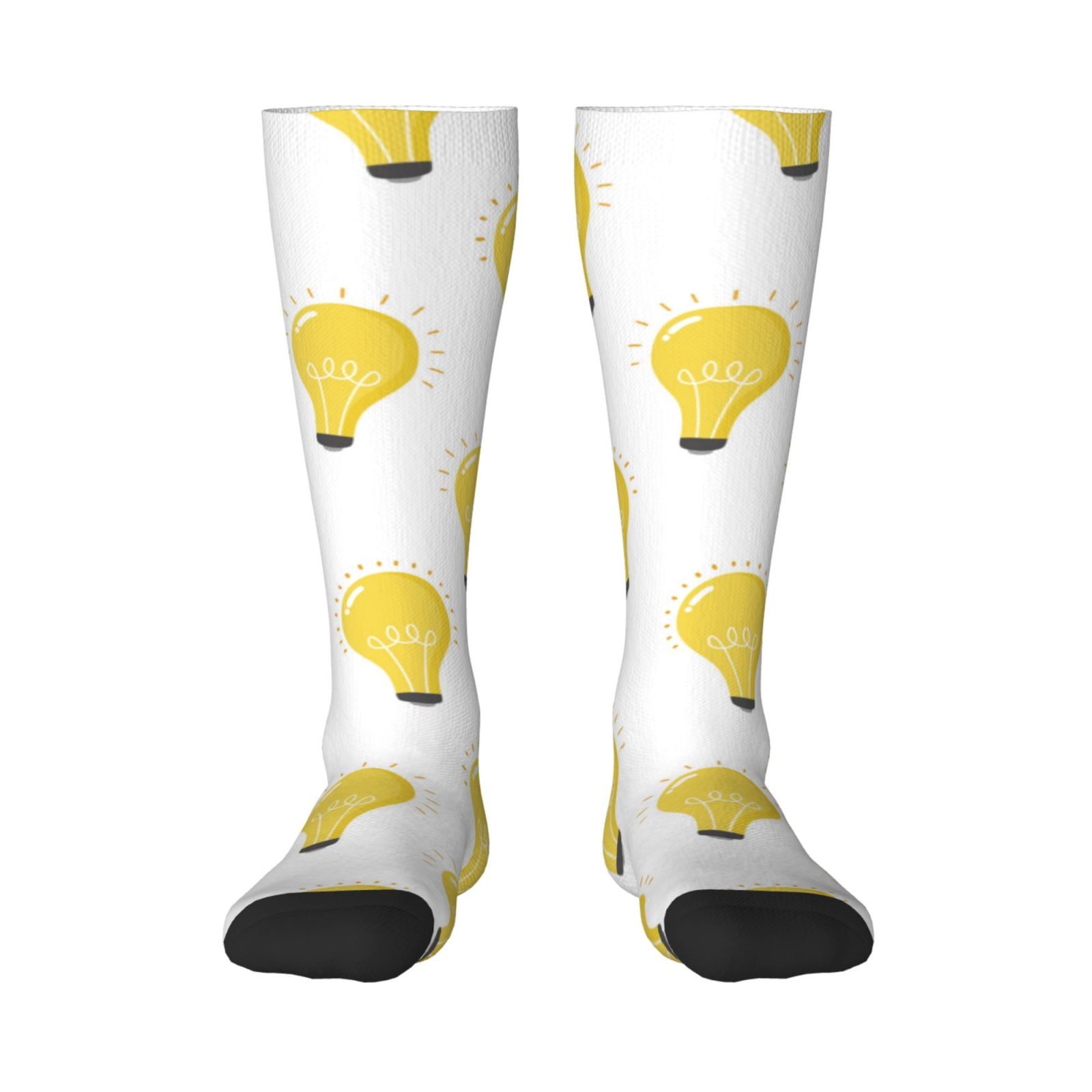 Calf Socks for Men Women, yellow Light Bulb Print Knee High Socks ...
