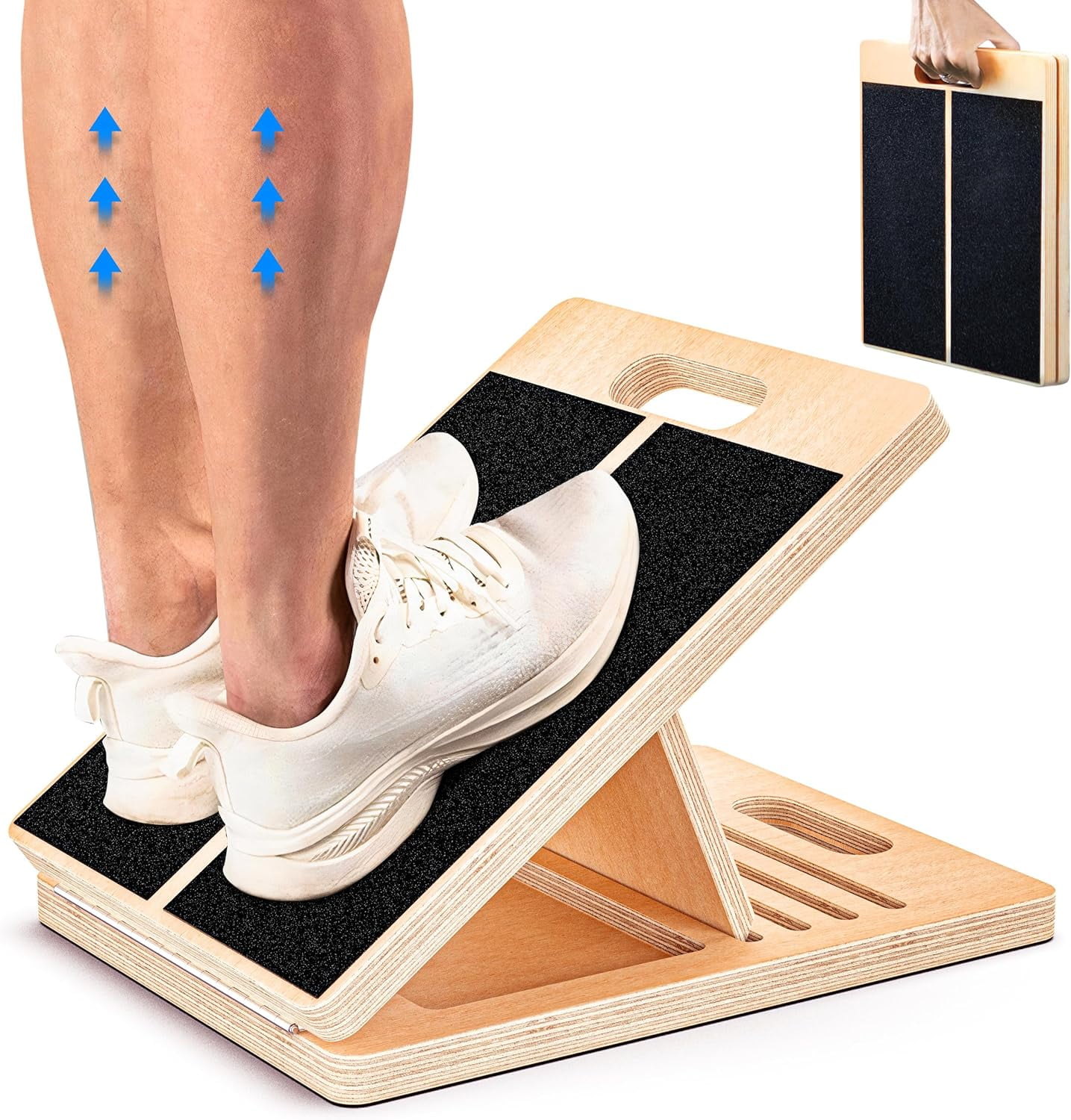 Calf Stretcher – Wooden Portable Slant Board for Calf Stretching ...