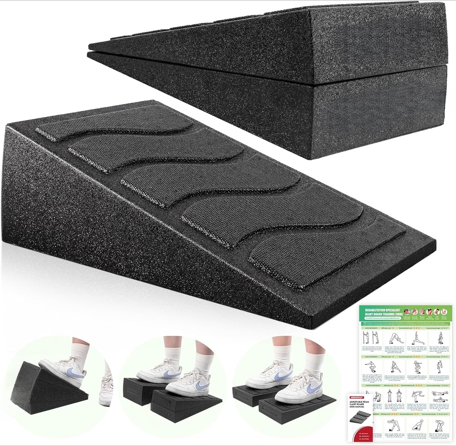 Calf Stretching, 5 Adjustable Angles Incline Board for Squat Wedge, 480 ...
