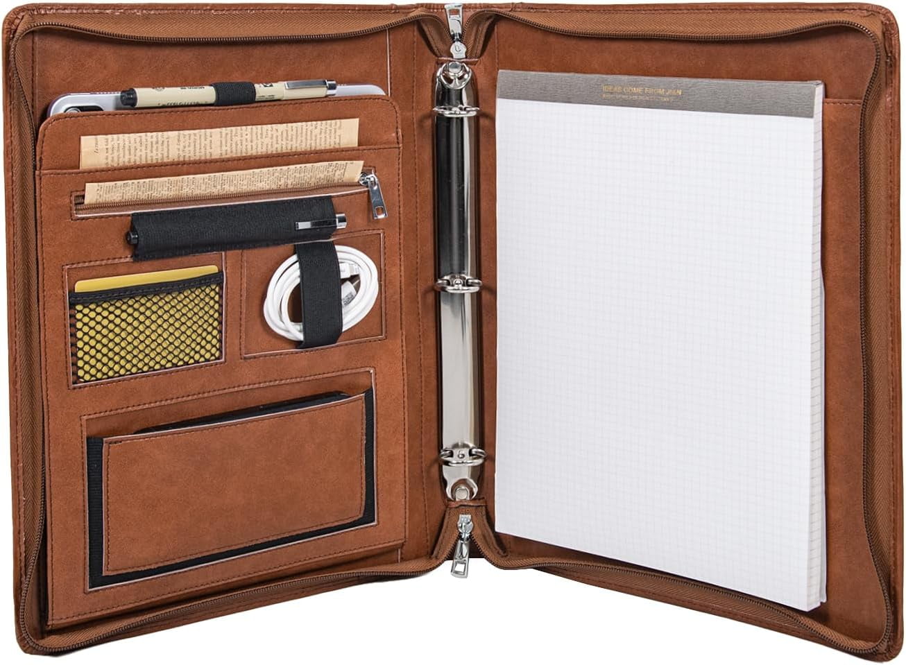 Calfinder 3 Ring Portfolio Binder, Leather Padfolio for Men/Women ...