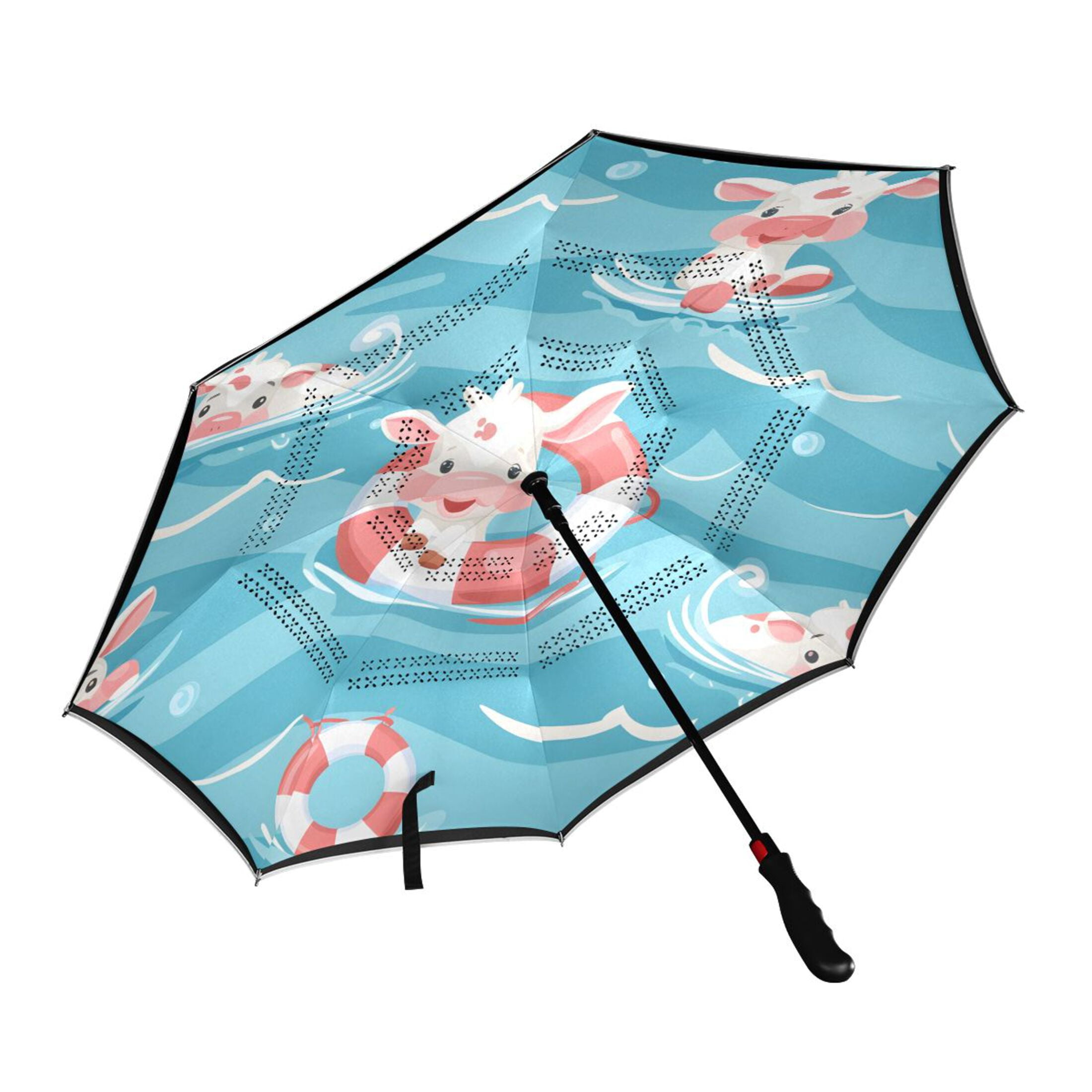 Calfs with Buoy in Running River Automatic Reverse Umbrella Parasol ...
