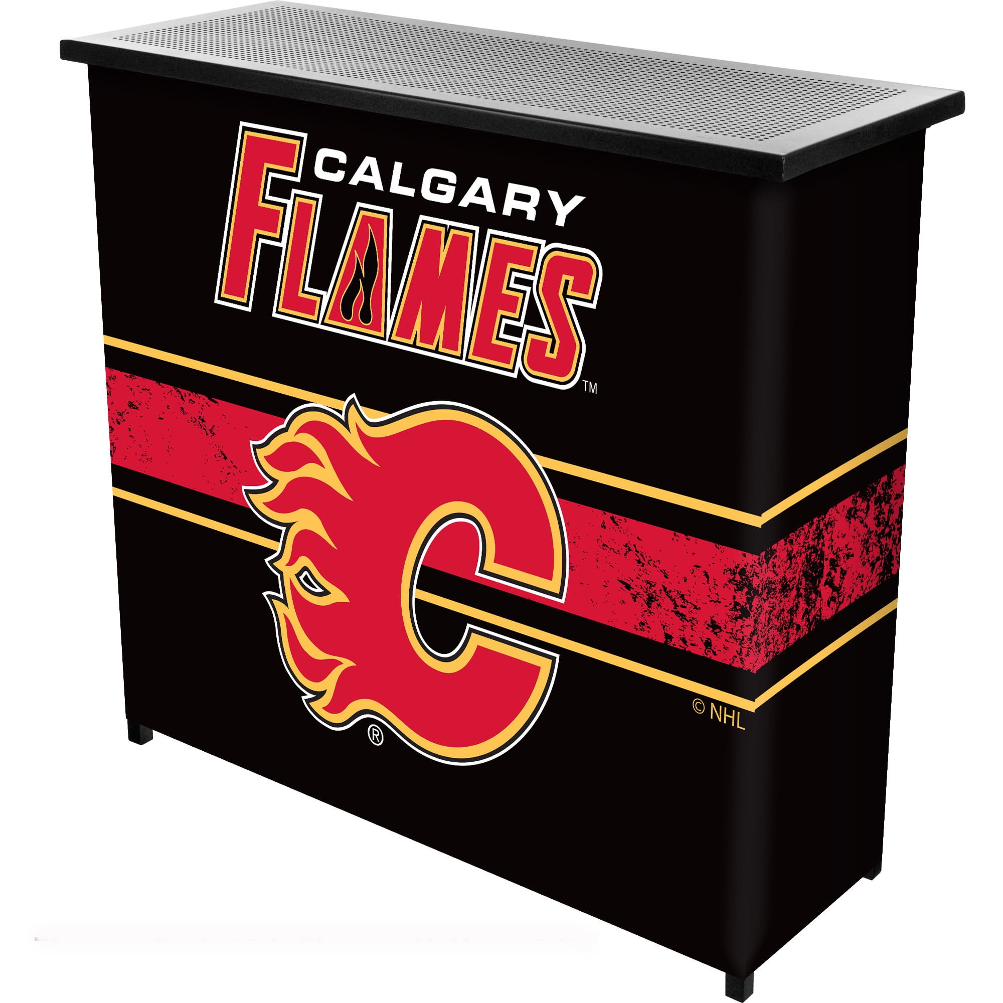 Calgary Flames Logo Indoor or Outdoor Portable Bar with 2 Shelves ...