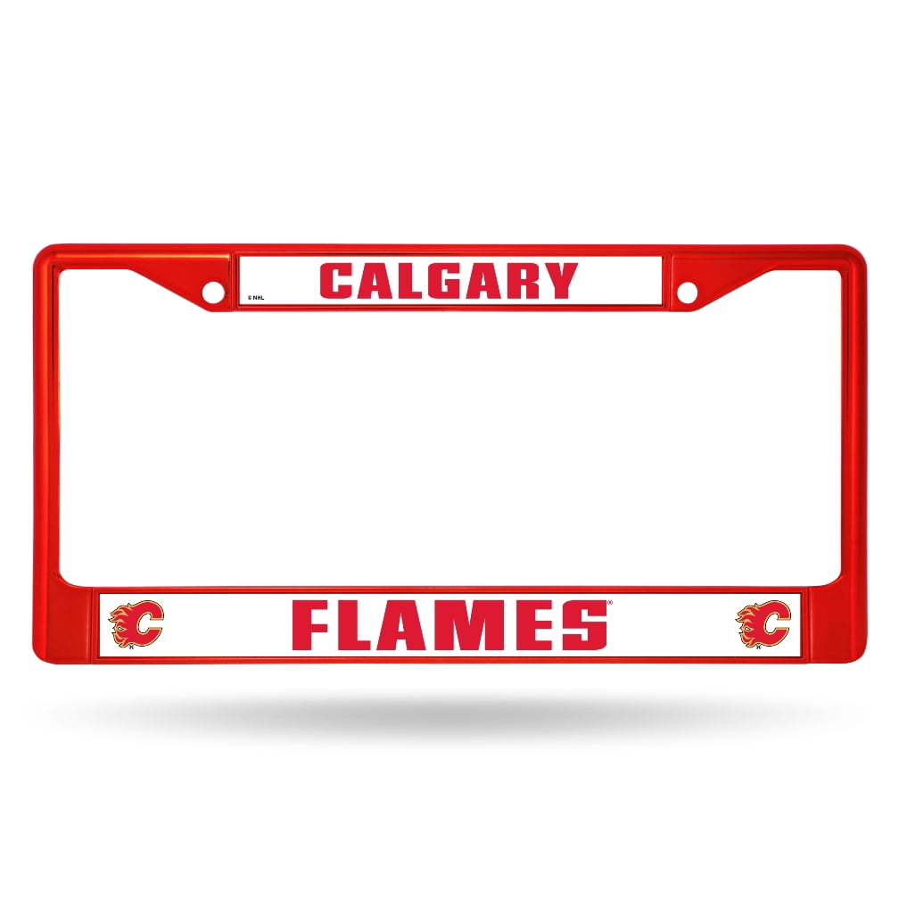 Calgary Hockey Flames Chrome Metal (Red Painted) License Plate Frame ...