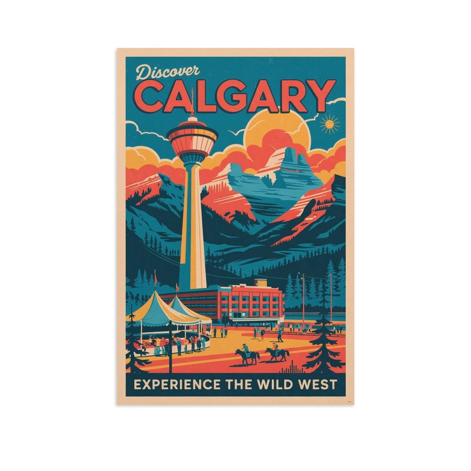 Calgary Retro Travel Poster Vintage Canadian City Tourism with Calgary ...