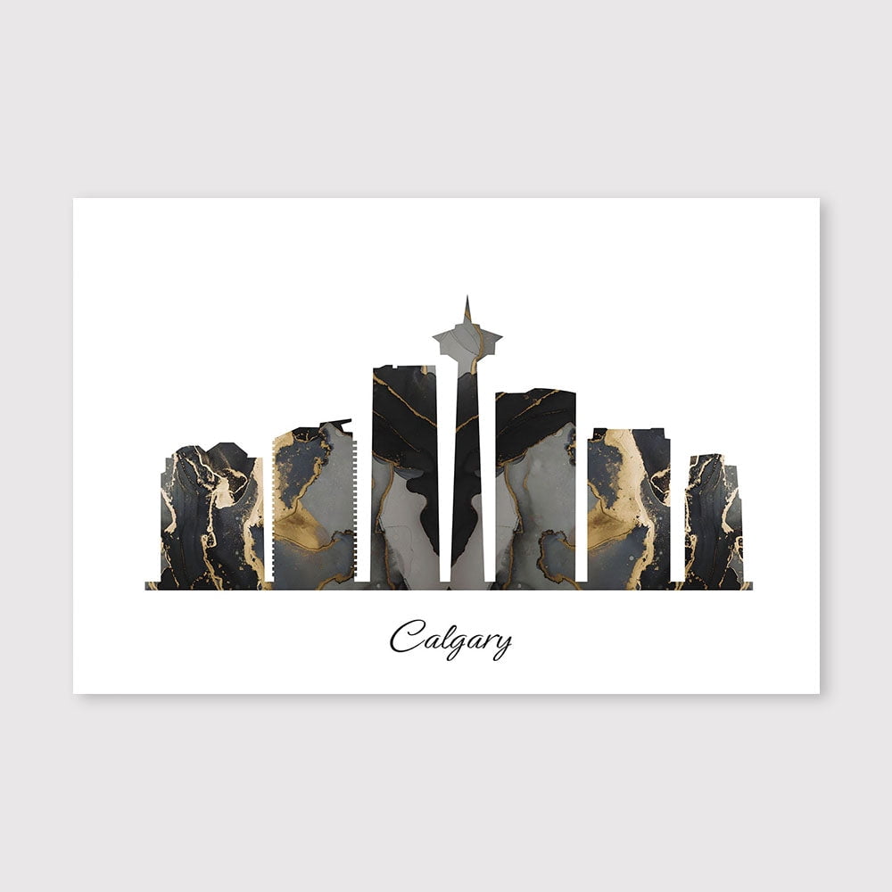 Calgary Skyline Travel Map Canvas Print – Minimalist Country Wall Art ...