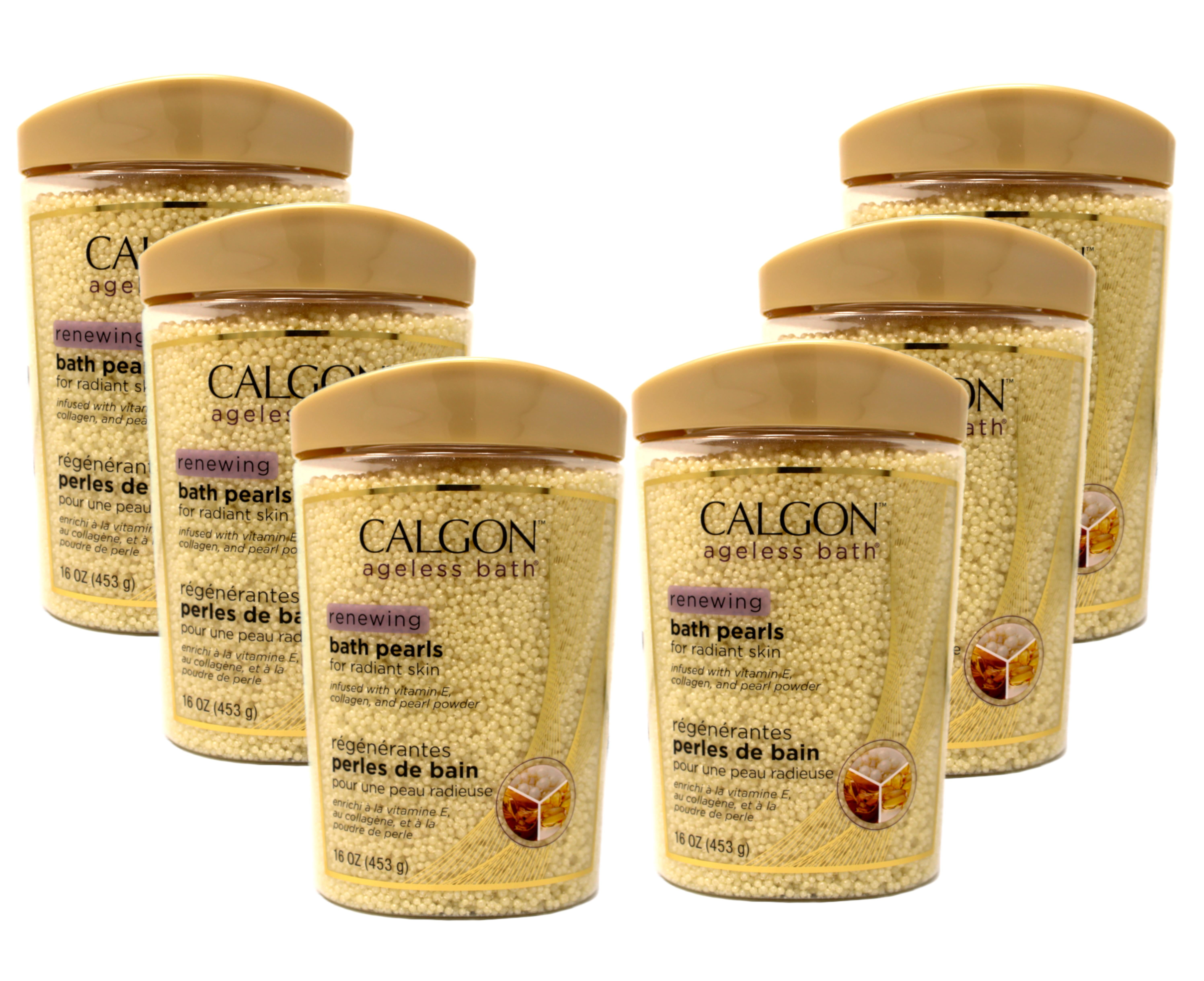 Calgon Ageless Bath Pearls, 16 oz, Pack of 6, Moisturizing Beads with ...
