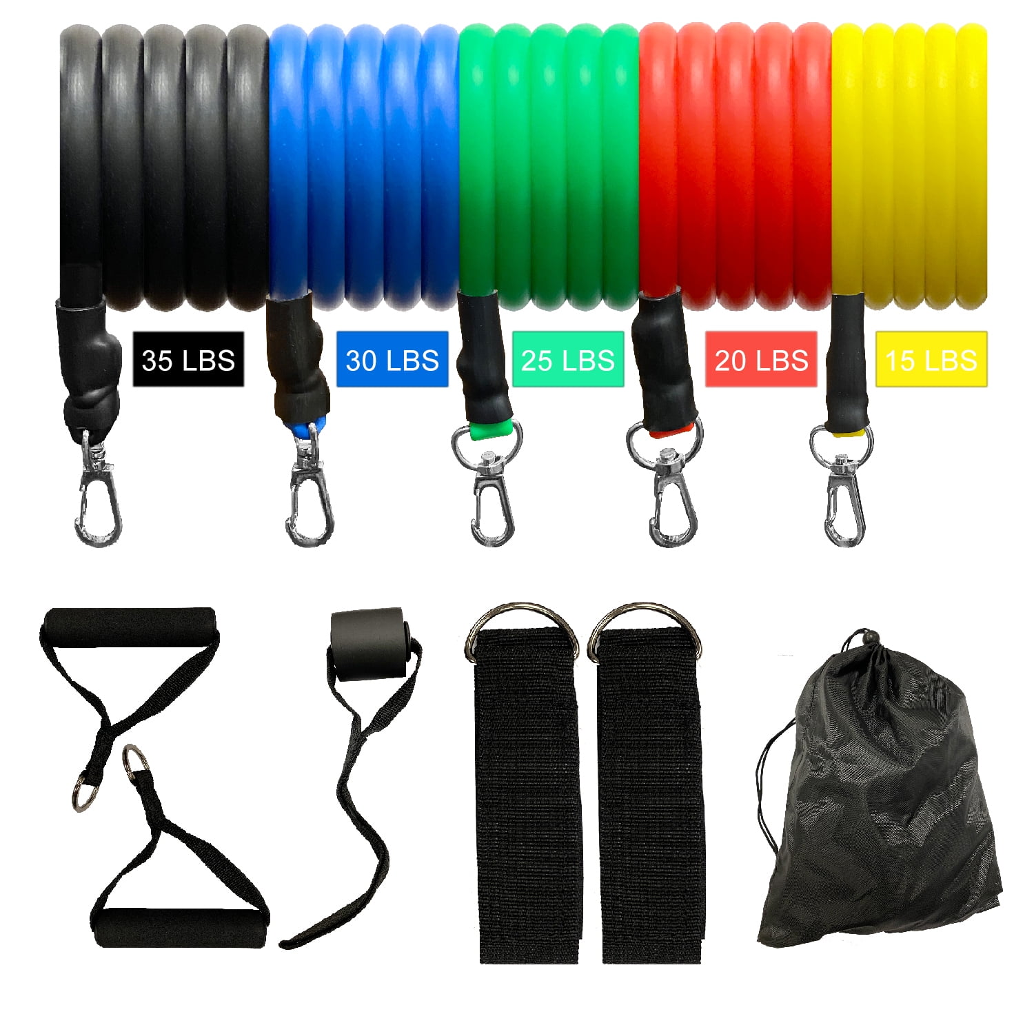 Calhome 11 Pieces Yoga Pilates Abs Exercise Gym Fitness Tube Workout ...