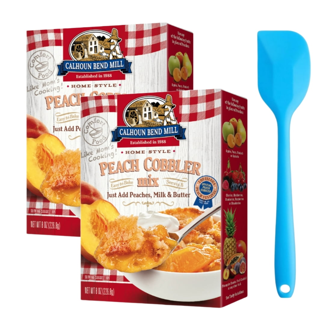 Calhoun Bend, Mix Peach Cobbler, 8 oz (2 pack) and 8in Silicone Spatula ...