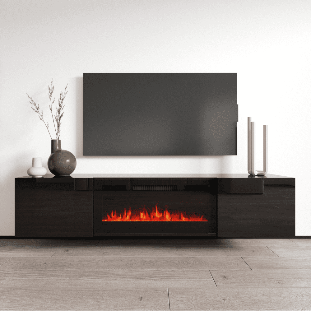 "Cali BL-EF 72"" Wall Mounted Electric Fireplace TV Stand for 80"" TVs ...