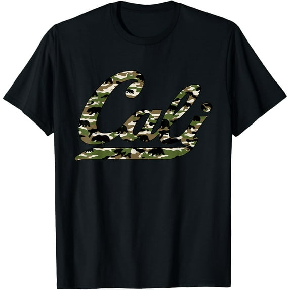 Cali Camo Script Graphic California Inspired Short Sleeve Black T shirt ...