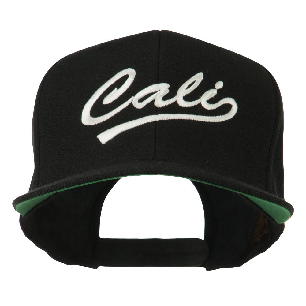 Cali Embroidered Flat Bill Cap - Black OSFM - Walmart.com