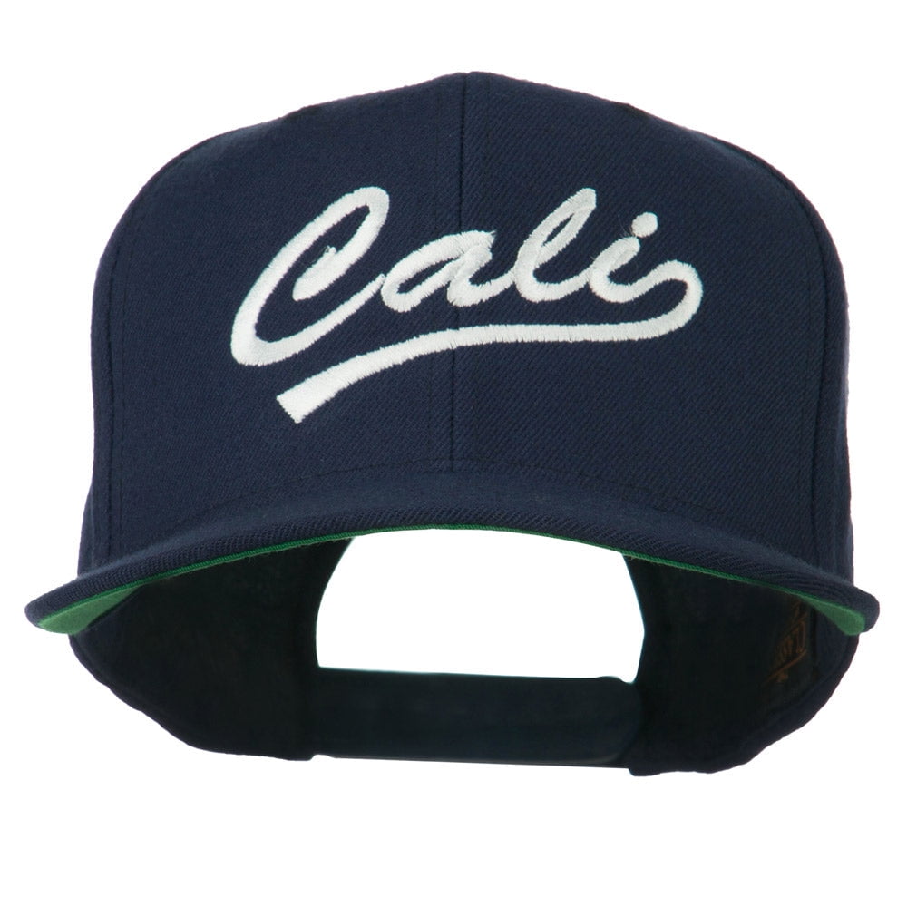 Cali Embroidered Flat Bill Cap - Navy OSFM - Walmart.com