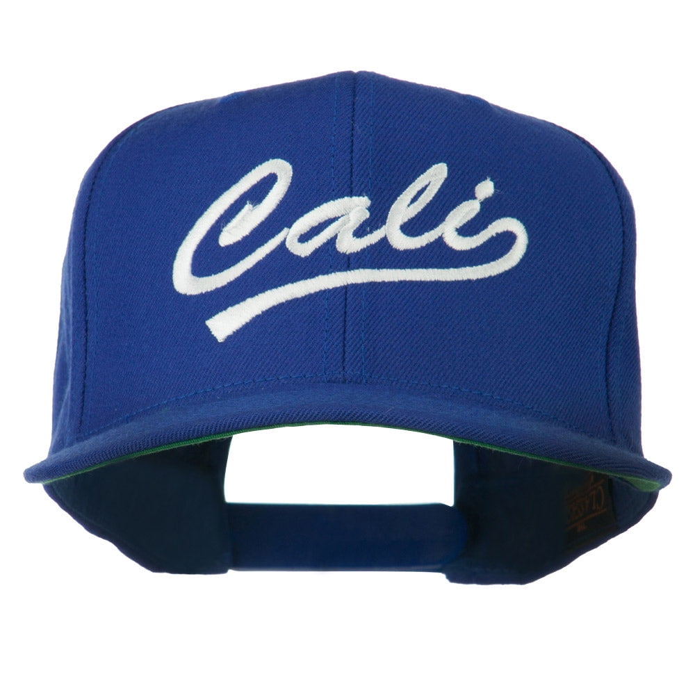 Cali Embroidered Flat Bill Cap - Royal OSFM - Walmart.com