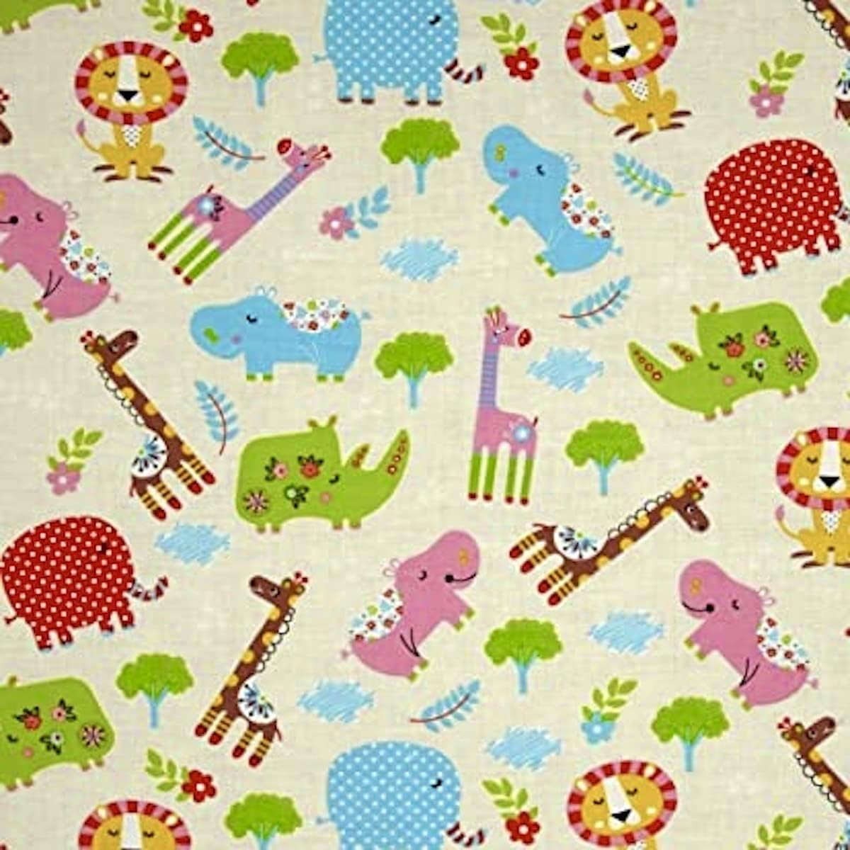 Cali Fabrics Santee Print Works Kid's Choice Animals Allover Cream 100% ...