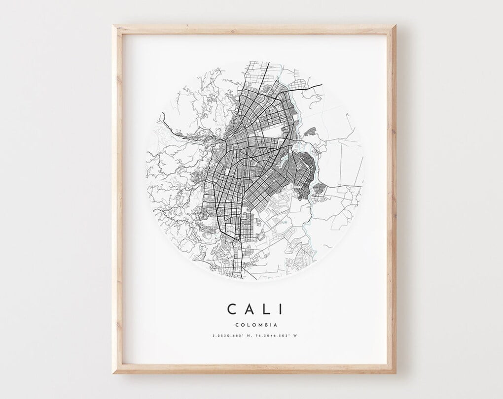 Cali Map Print, Cali Map Poster City Wall Art, Cali Road Map, Cali ...