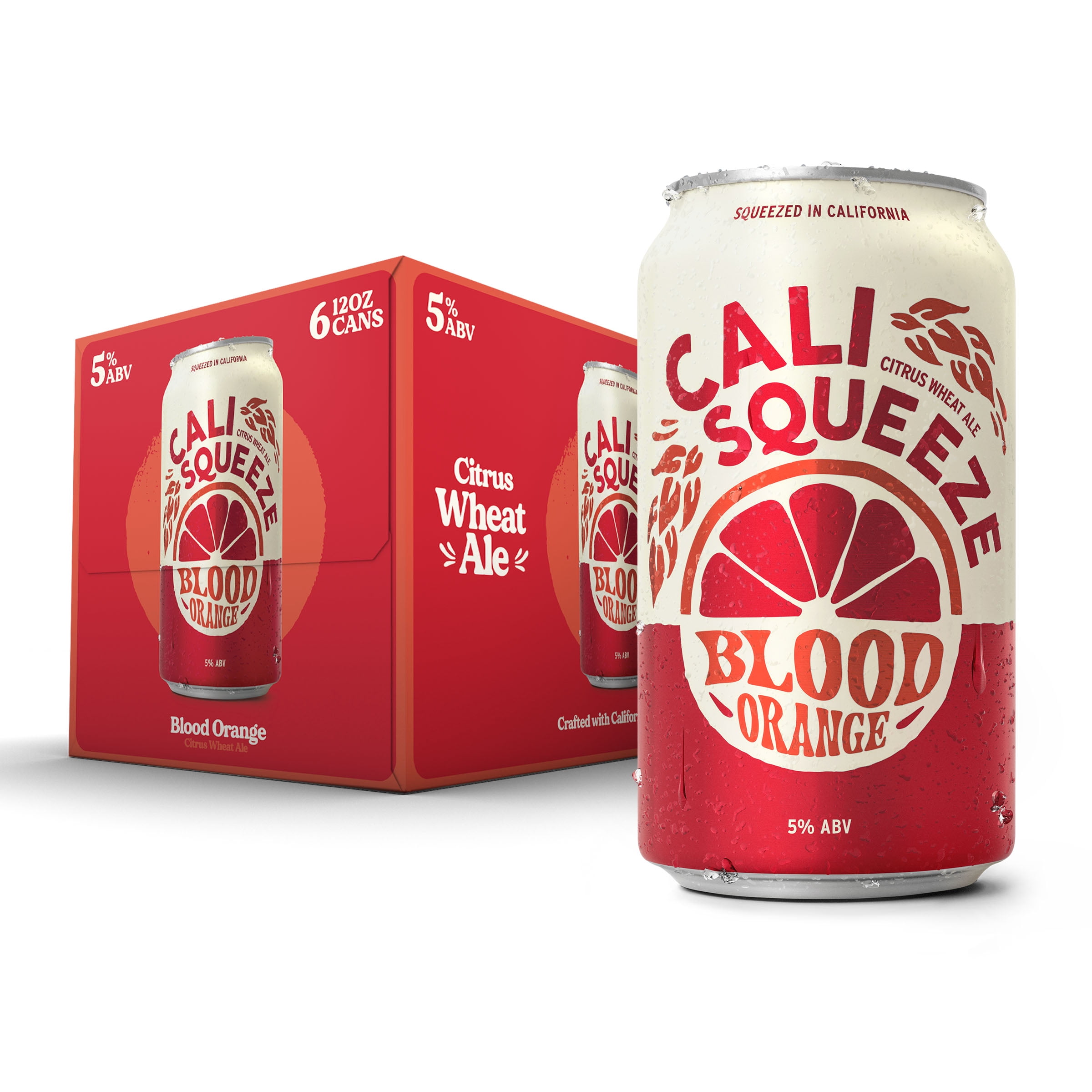 Cali Squeeze Blood Orange Wheat Ale Craft Beer 6 Pack 12 fl oz Cans, 5% ...