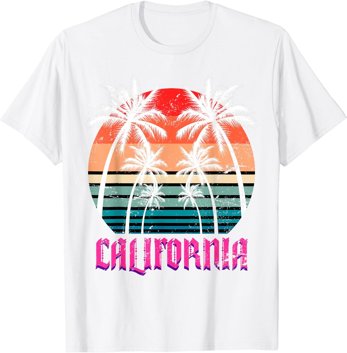 Cali Summer Vacation Palm Trees CA Beach Retro California T-Shirt ...