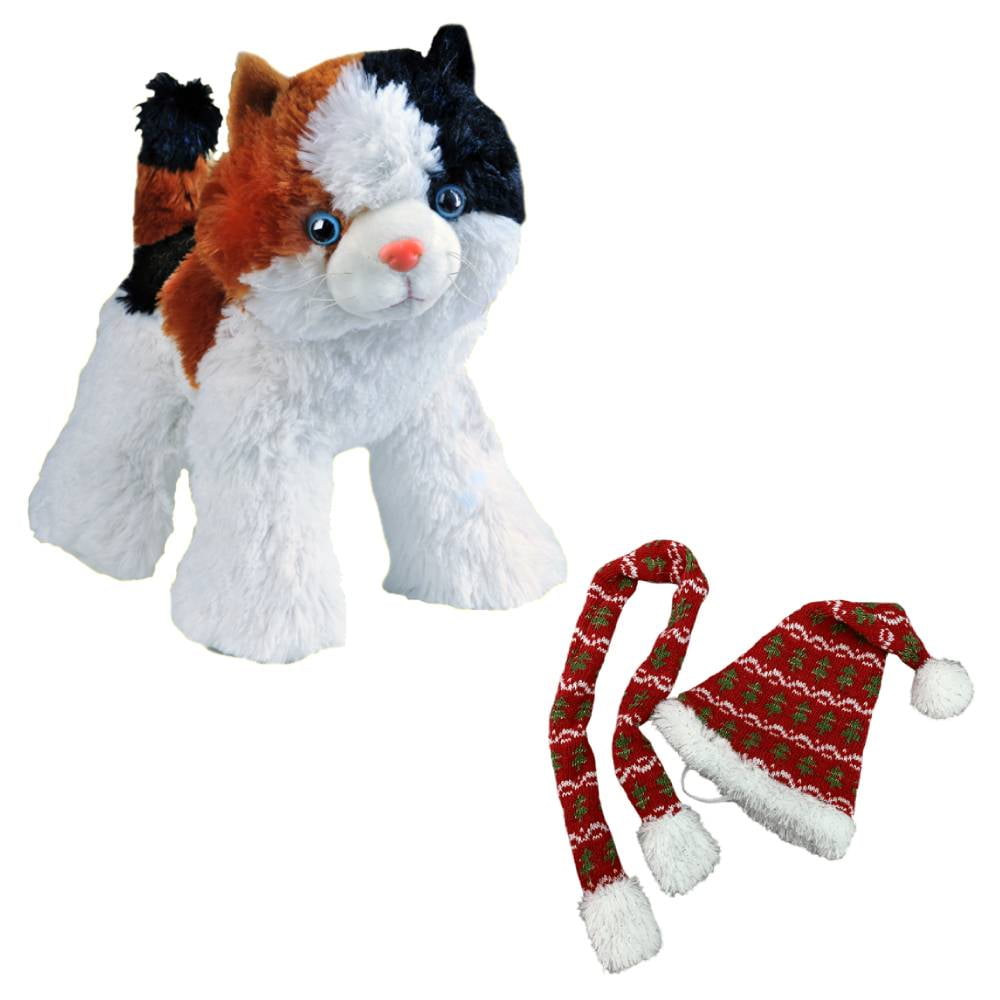 Cali The Calico Cat 16 Inch Plush with Festive Knit Hat & Scarf Combo ...