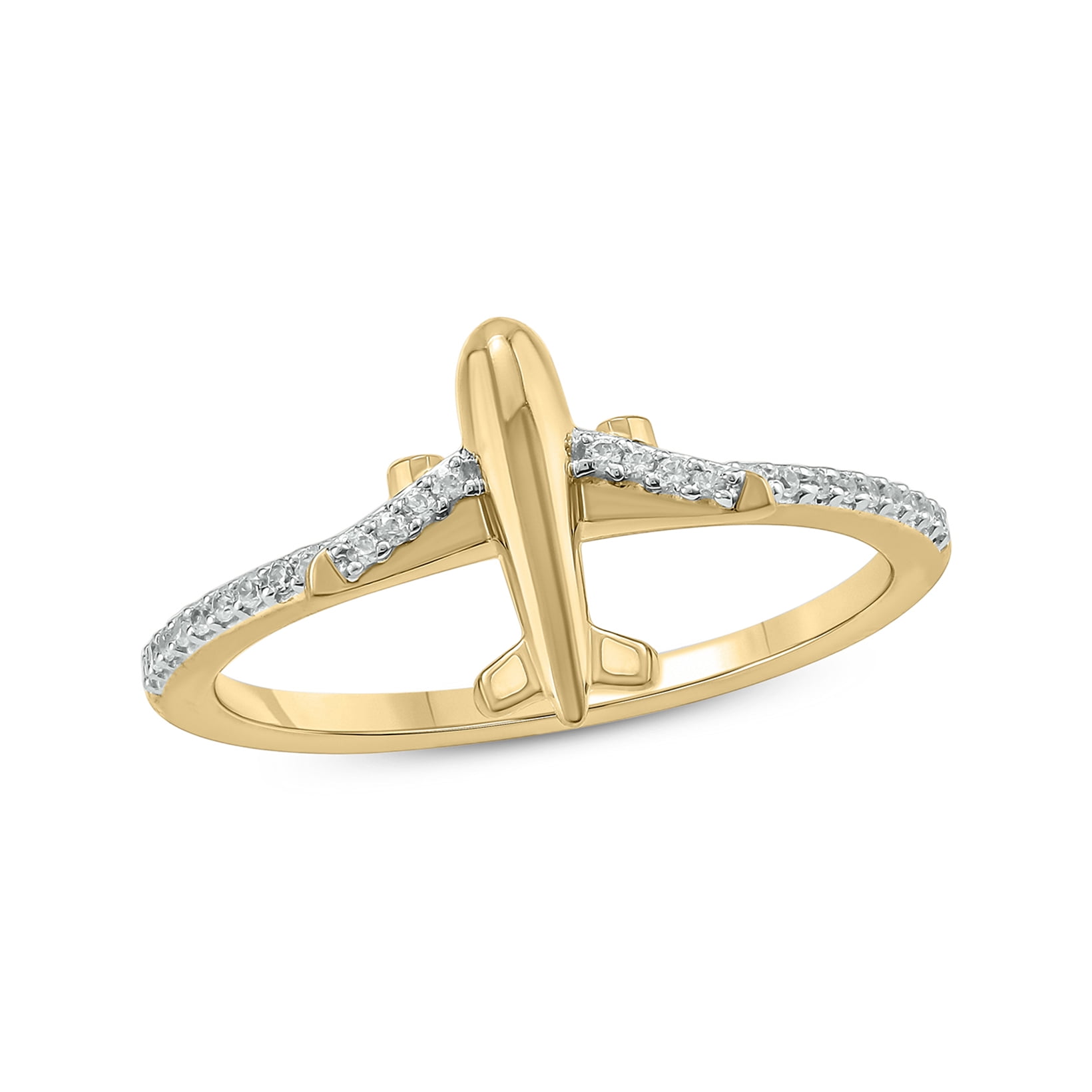 Cali Trove 1/10 Ct Natural Diamond Airplane Ring for Women in 925 ...