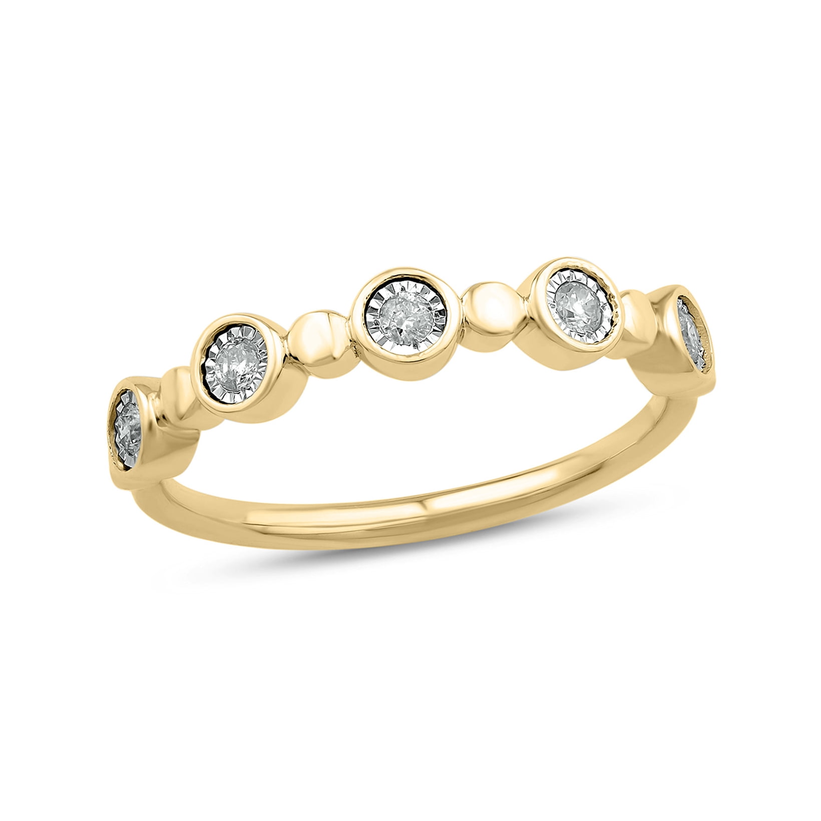 Cali Trove 1/10 Ct Natural Diamond Stackable Band Ring for Women Yellow ...